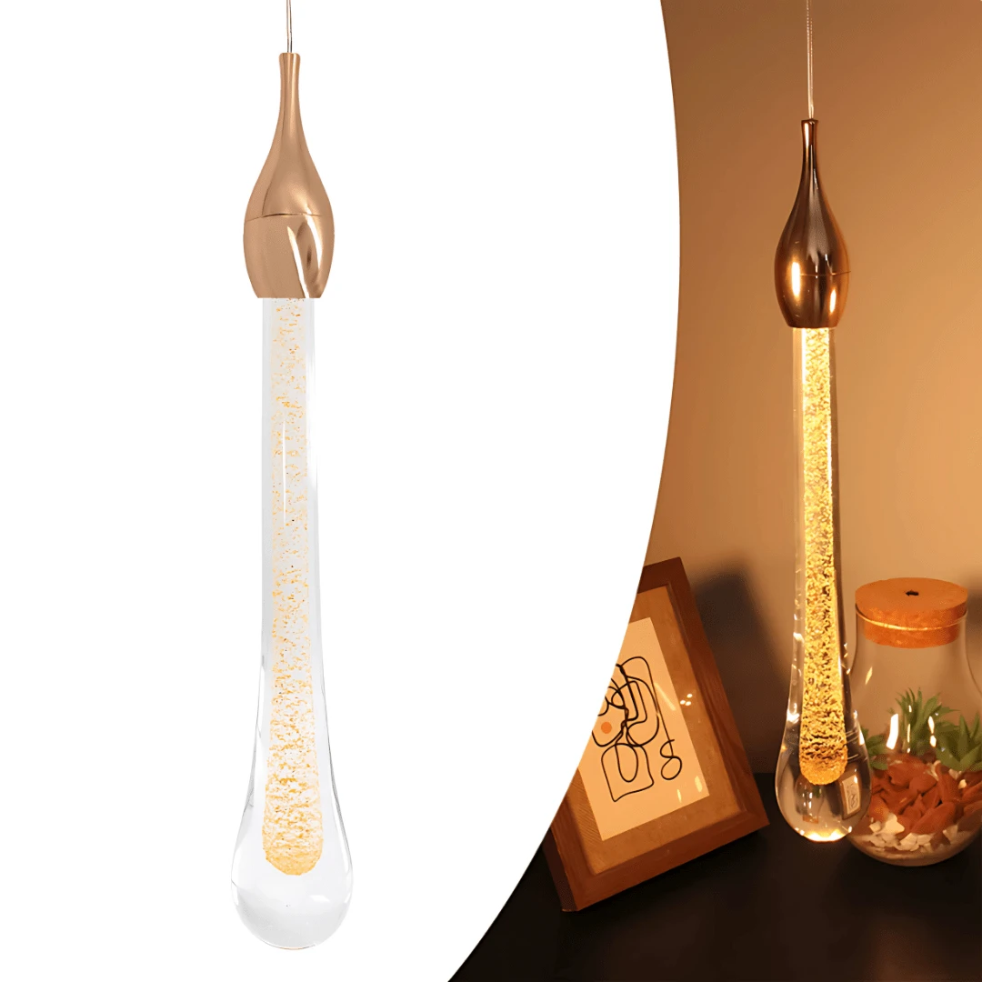 Drop Pendant Light Shine LED Golden Crystal Bivolt Indoor Decoration ...