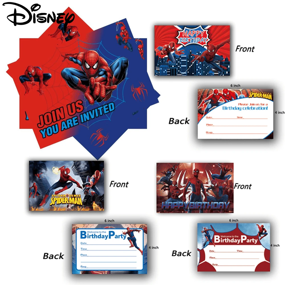 Disney 10/20PCS Spider Man Party Invitation Card,Spider Man Birthday ...