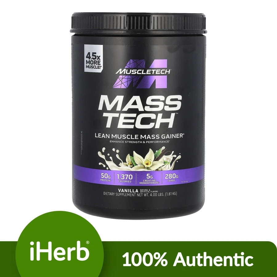MuscleTech Mass-Tech™ Lean Muscle Mass Gainer, Vanilla, 4 Lbs (1.81 Kg ...