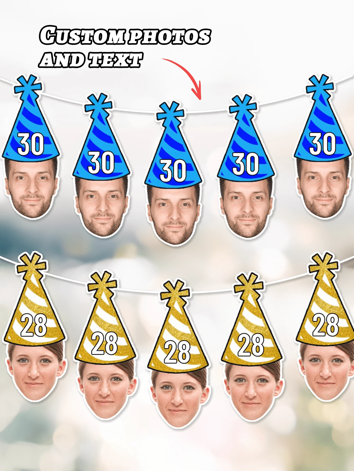 Custom Head Birthday Banner, Custom Birthday Photo Banner, Face Banner ...