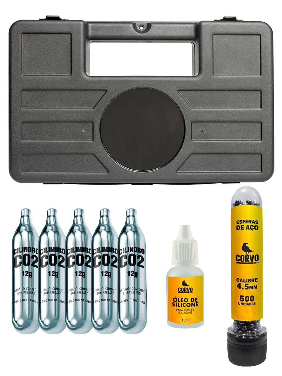 Hard Case, 500 4.5mm Steel Balls, 5 CO2 Cylinders And Silicone Oil ...