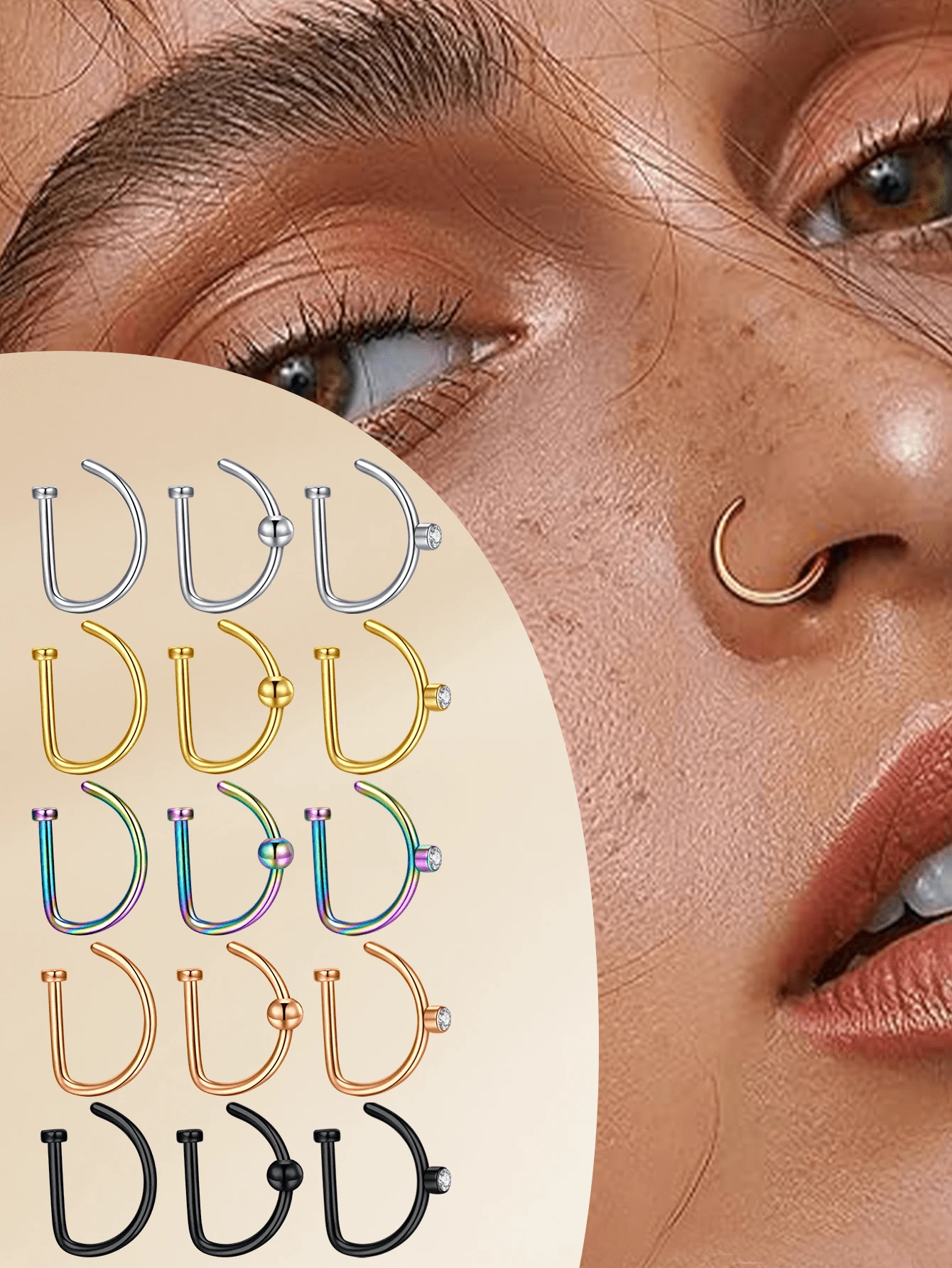 1pc Funky Stainless Steel Fake Nose Ring For Women Men For Daily ...