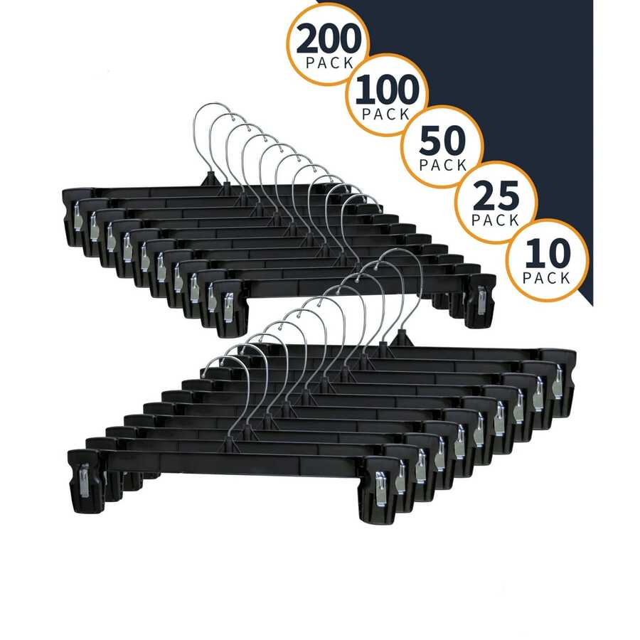 Plastic Pants & Skirt Hangers With Padded Pinch Clips, 10 In, 10 Pack ...