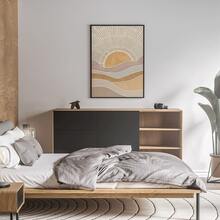 Framed 1pc Bohemian Sun & Plant Framed Canvas Art - Abstract Wall Decor ...