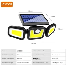 Solar Lamp Luminaria 103 Led Rechargeable Outdoor Lighting IP65 Strong ...