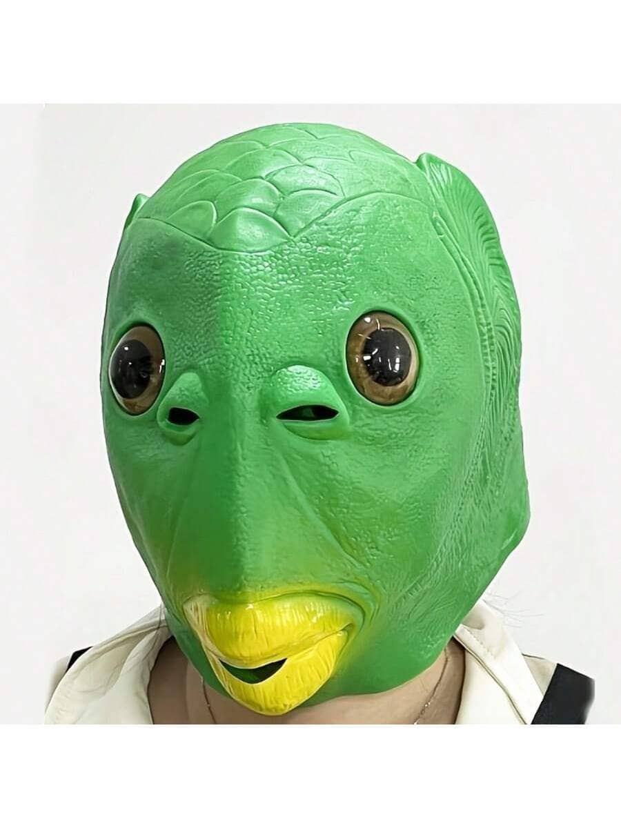 1pc Funny Animal Mask - Silly Green Fish Head, Suitable For Holiday ...