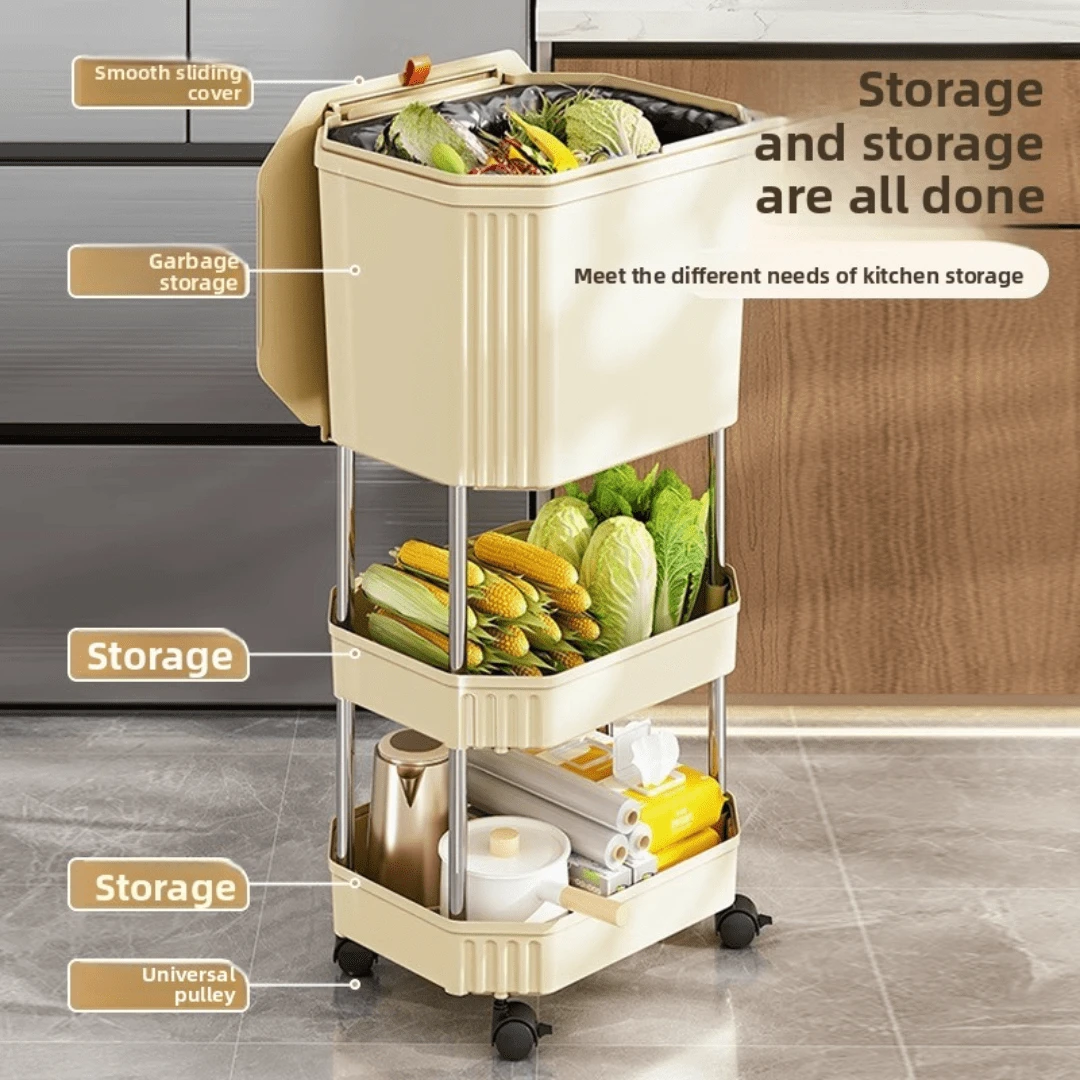 1pc Elevated Storage Trash Can, No Need To Bend Over, Convenient For ...