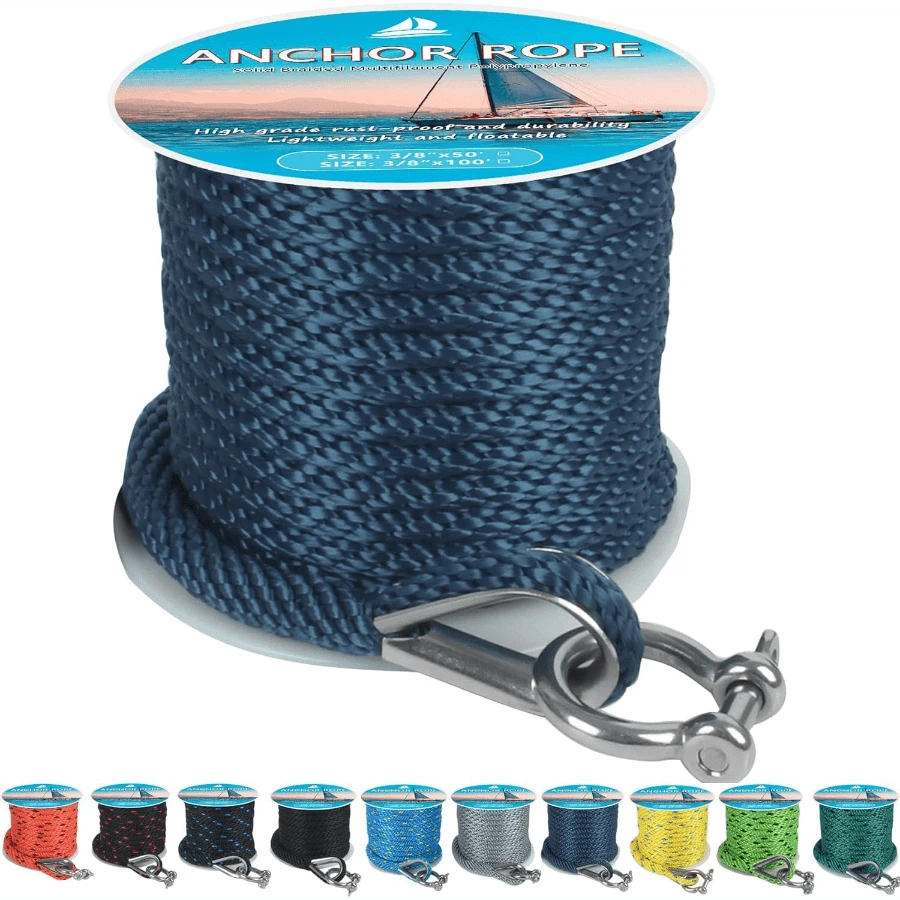 Local Shipping Boat Anchor Rope 50 Ft X 3/8 Inch, Premium Solid Braid ...