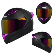 Crown Racing Motorcyle Helmet 2 Lenses With Rear Wing Street Bike ...