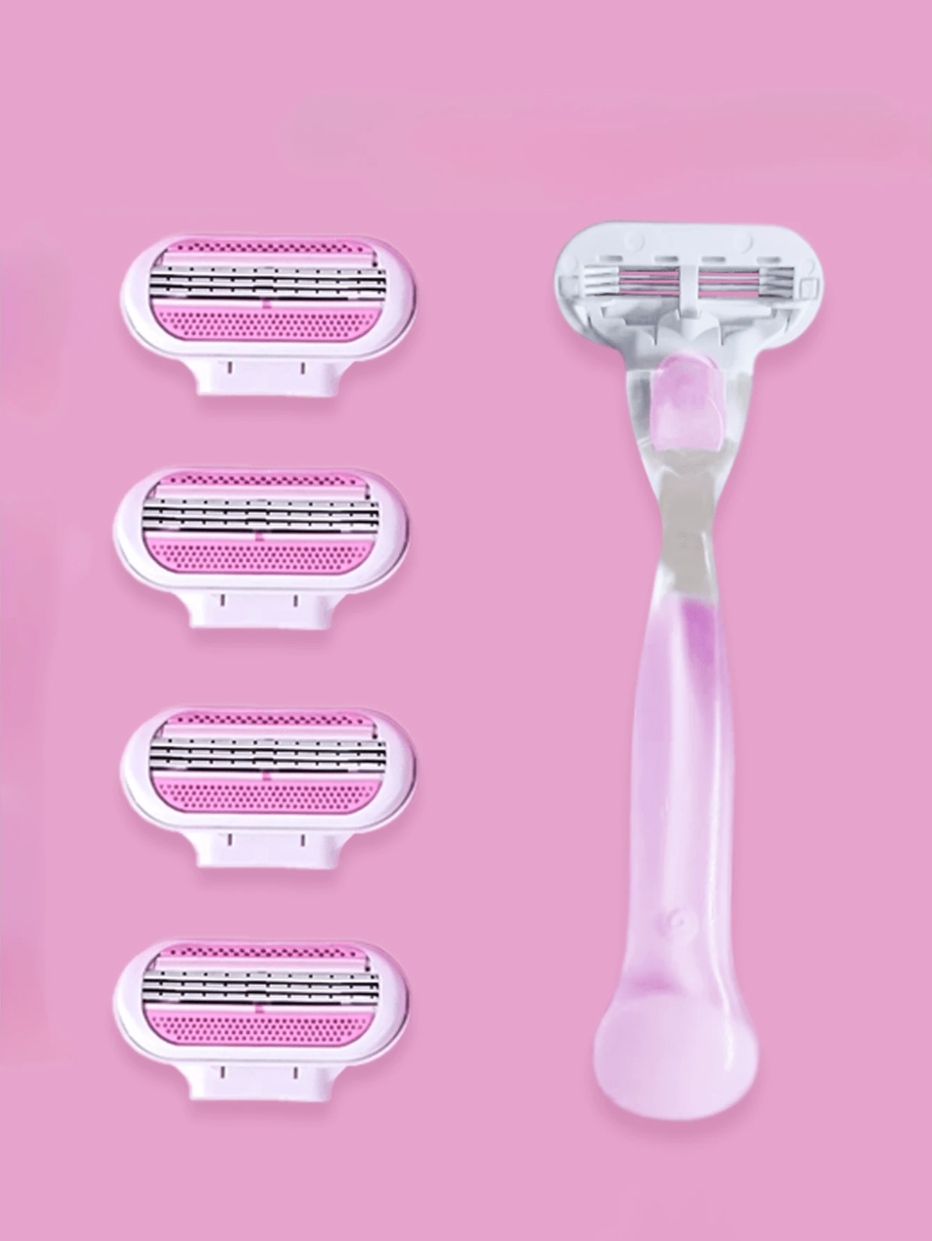 1 Handle 4 Blades Women Safety Razor Blade Face/Leg/Armpit/Bikini ...