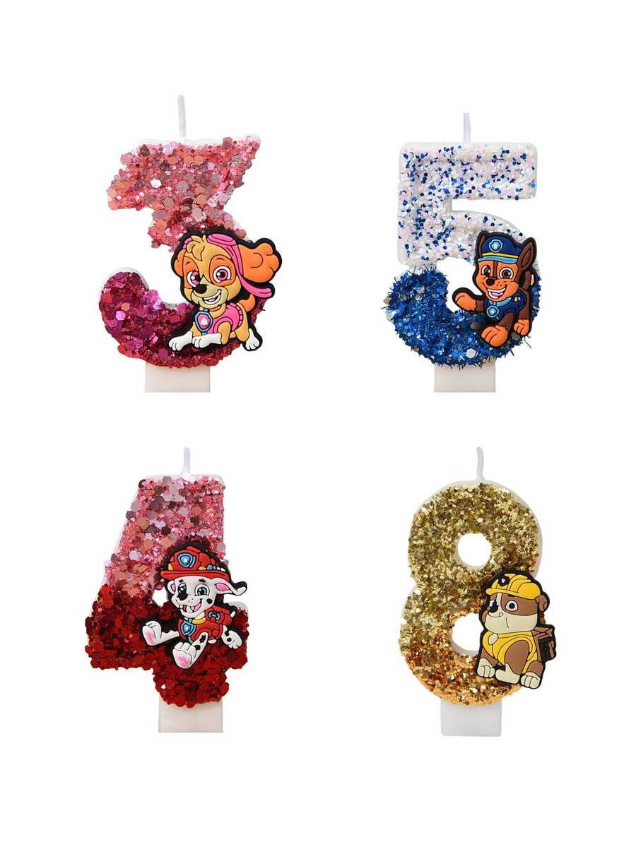 Paw Patrol 0-9 Number Candle Cute 3D Paw Patrol Cartoon Character Party ...