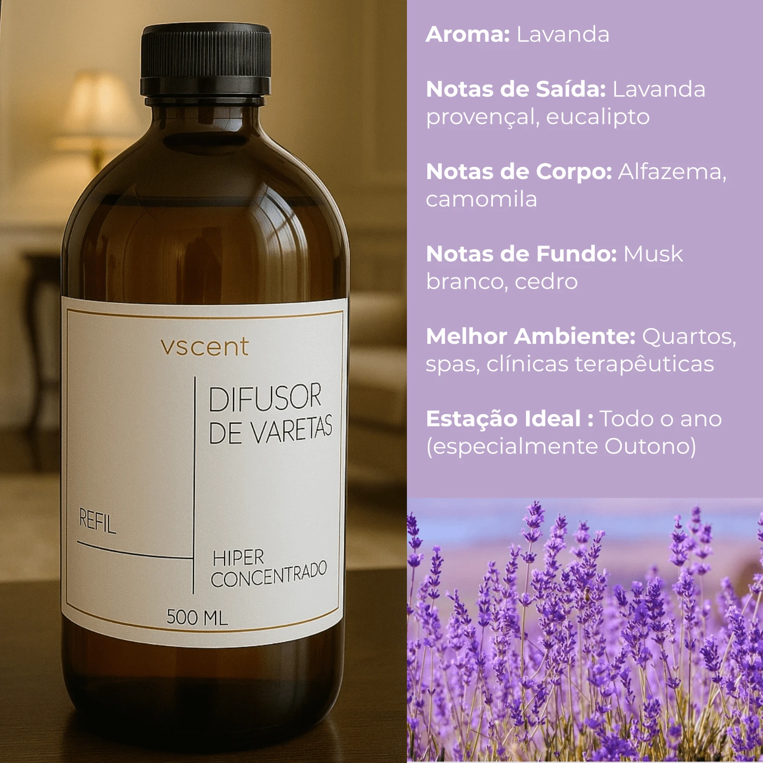 Refil Difusor Luxo de varetas Hiper Concentrado aromatizador Ambientes ...