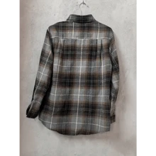 Local Shipping- [Casual Shacket] Gray Plaid Women's Casual Shacket ...