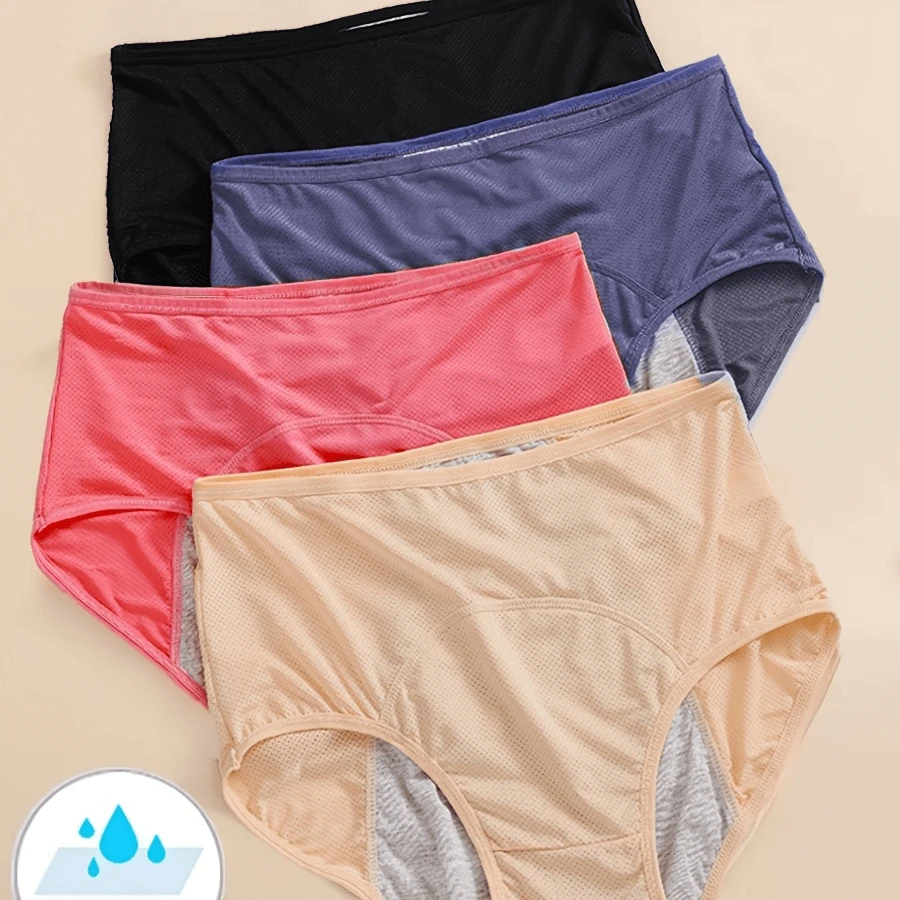 4pcs Women's Leak-Proof High Waist Mesh Breathable Menstrual Underwear ...