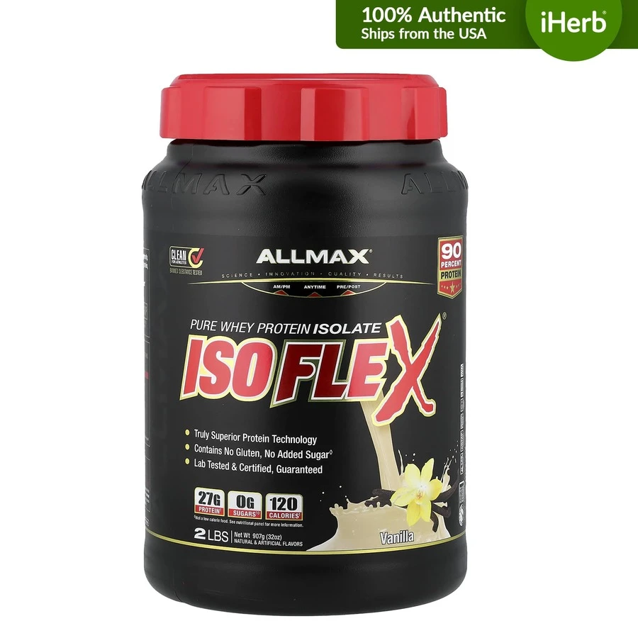 ALLMAX ISOFLEX®, Pure Whey Protein Isolate, Vanilla, 2 Lbs (907 G ...