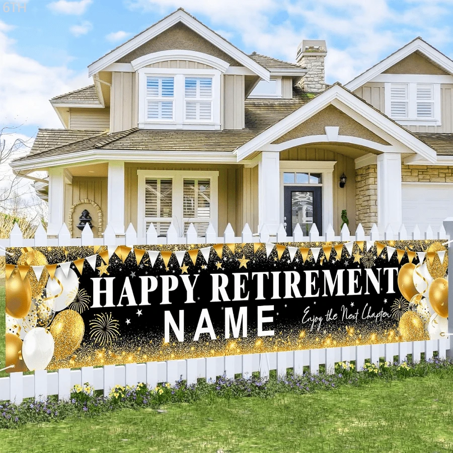 6TH Happy Retirement Banner, Personalized Retire Banner With Letter ...