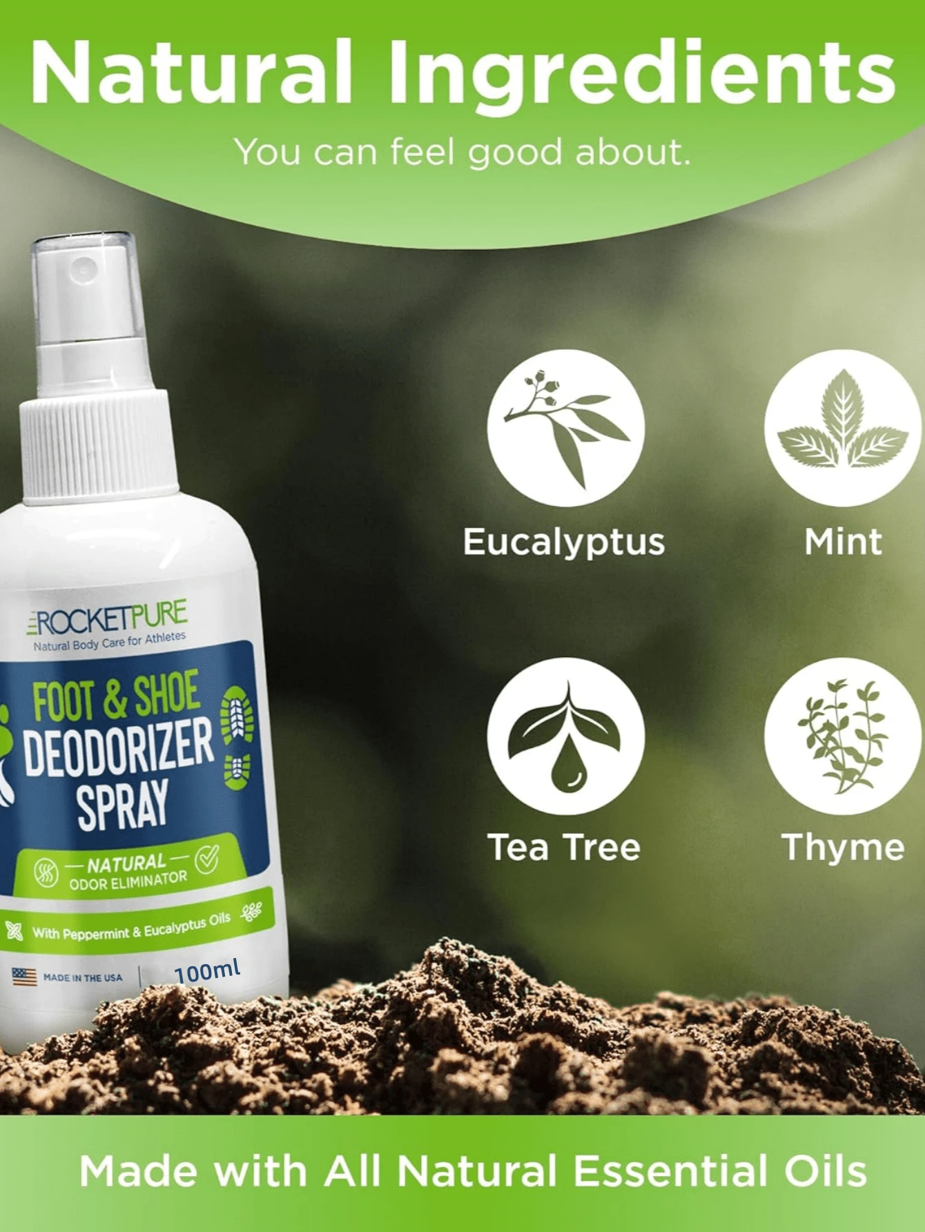 Natural Foot & Shoe Deodorizer Spray - Foot Spray For Smelly Feet ...
