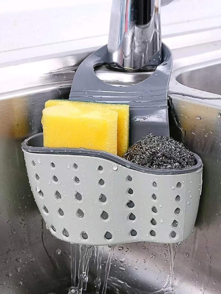 1pc Sink Hanging Drain Basket With Silicone Storage Box, Adjustable ...