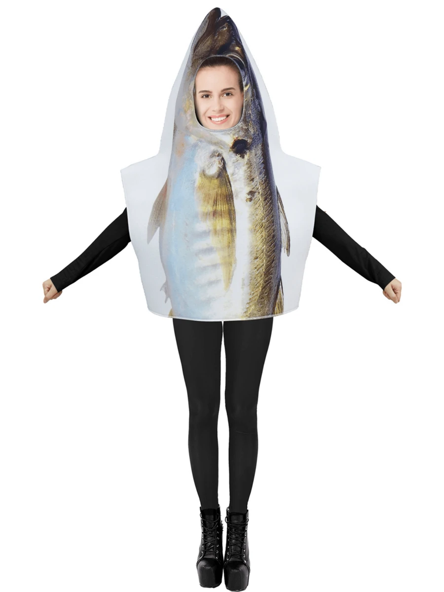 Adult Fish Costume Slip On Halloween Single Funny Sea Animal Cosplay ...