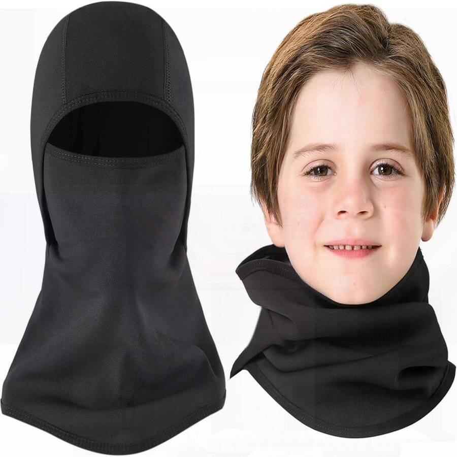 Balaclava Face Mask For Kids 5-12, Windproof Ski Face Neck Warmer For ...