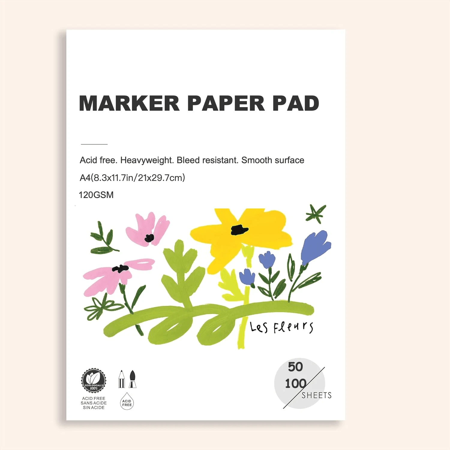 50Sheets A4 Bleedproof Marker Paper Pad - 120GSM Heavy Smooth ...