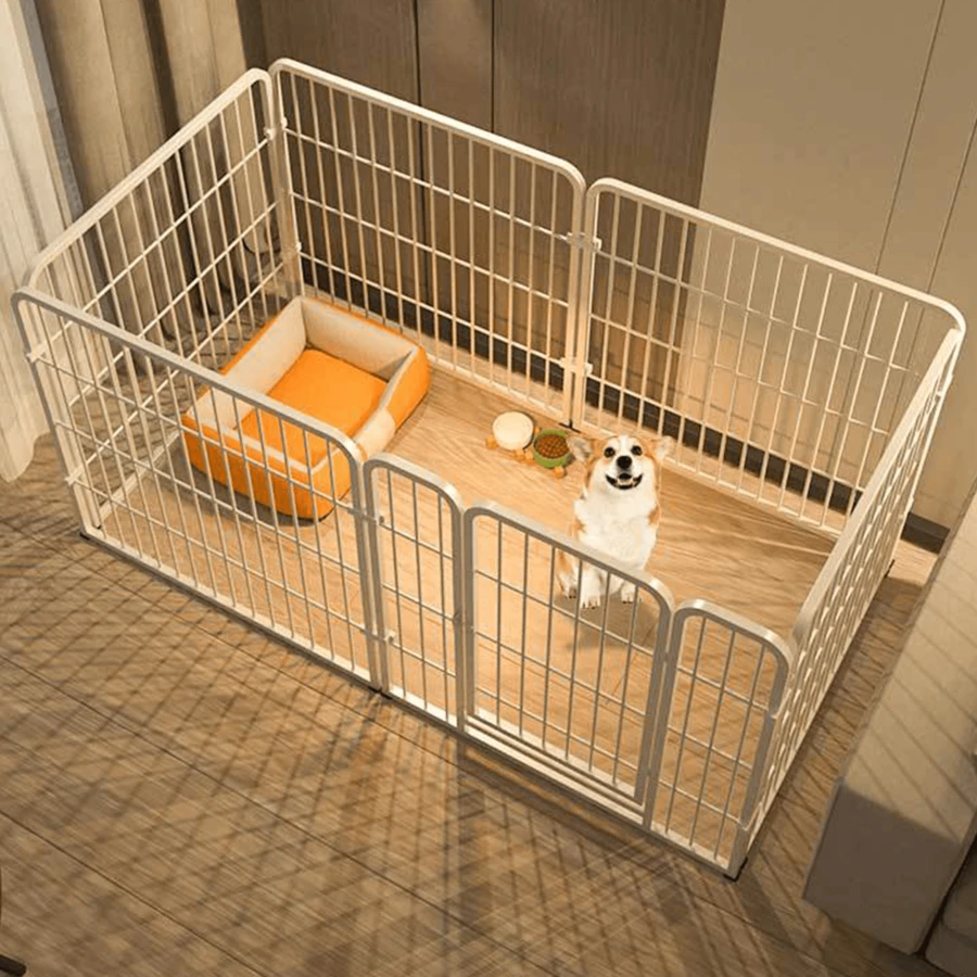 Dog Playpen 6 Panels Indoor Outdoor Dog Fence Metal Enclosure For Small ...