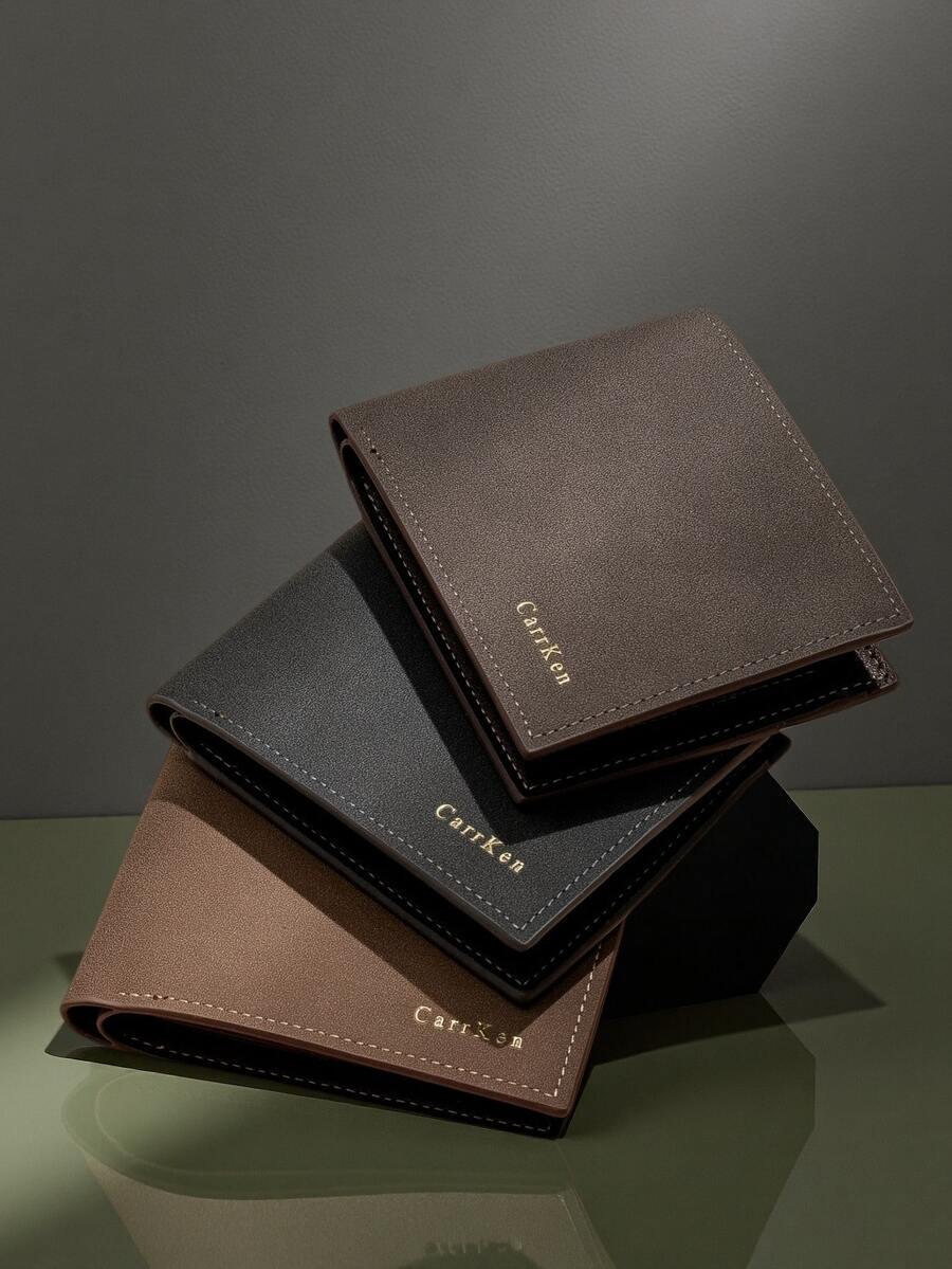 Men's Short Wallet Card Holder, Slim Business Wallet, Korean Fashion ...