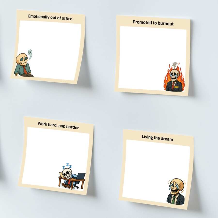 [Skeletons Also Work]4pcs Funny Skeleton Sticky Notes 3x3 Inch 50 ...