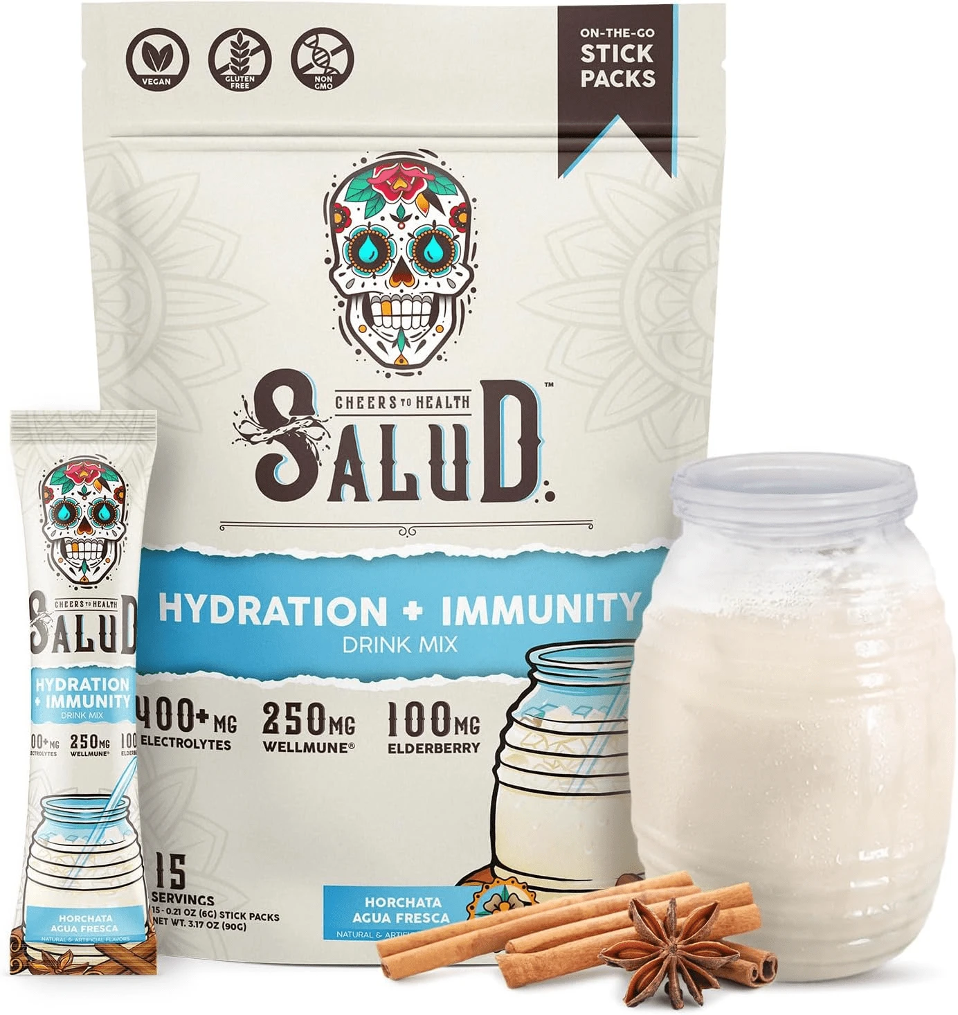 GWYNNE Salud 2-in-1 Hydration Packets + Electrolitos De Inmunidad En ...