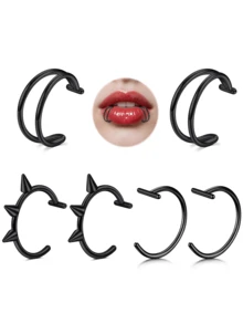 Yanxyad Stainless Steel Fake Lip Ring Vampire Lip Ring For Women Men ...