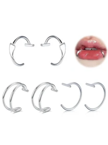 Yanxyad Stainless Steel Fake Lip Ring Vampire Lip Ring For Women Men ...