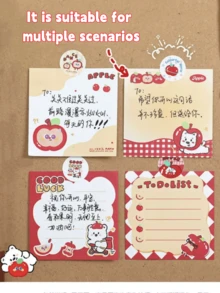 200pcs Cute Apple Shaped Sticky Notes, Cartoon Puppy & Apple Design ...