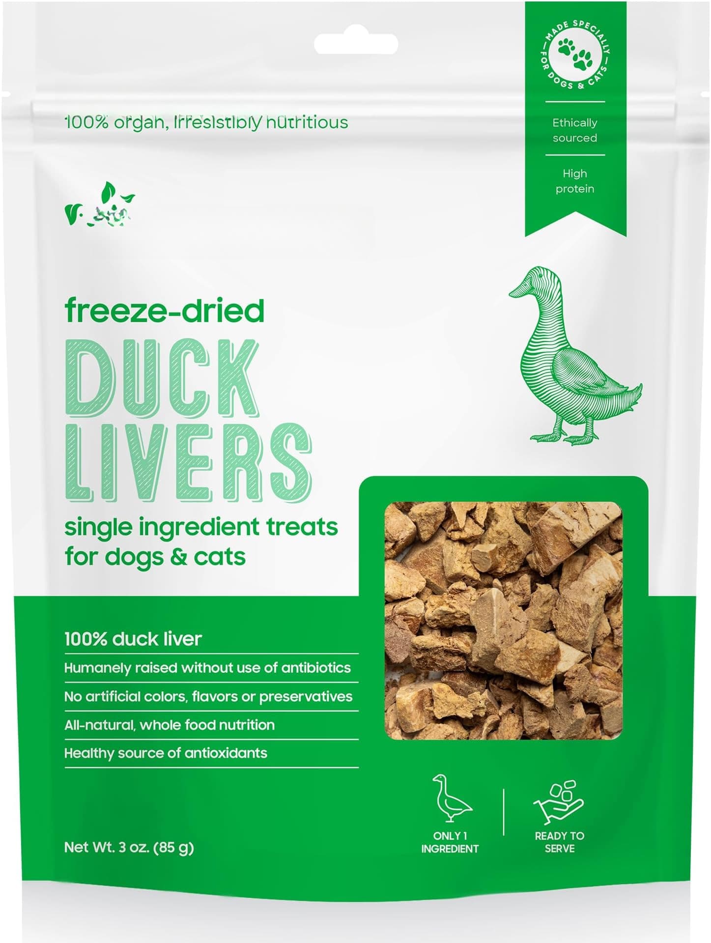 Freeze Dried , Duck Liver For Dogs & Cats, High Protein, Single ...