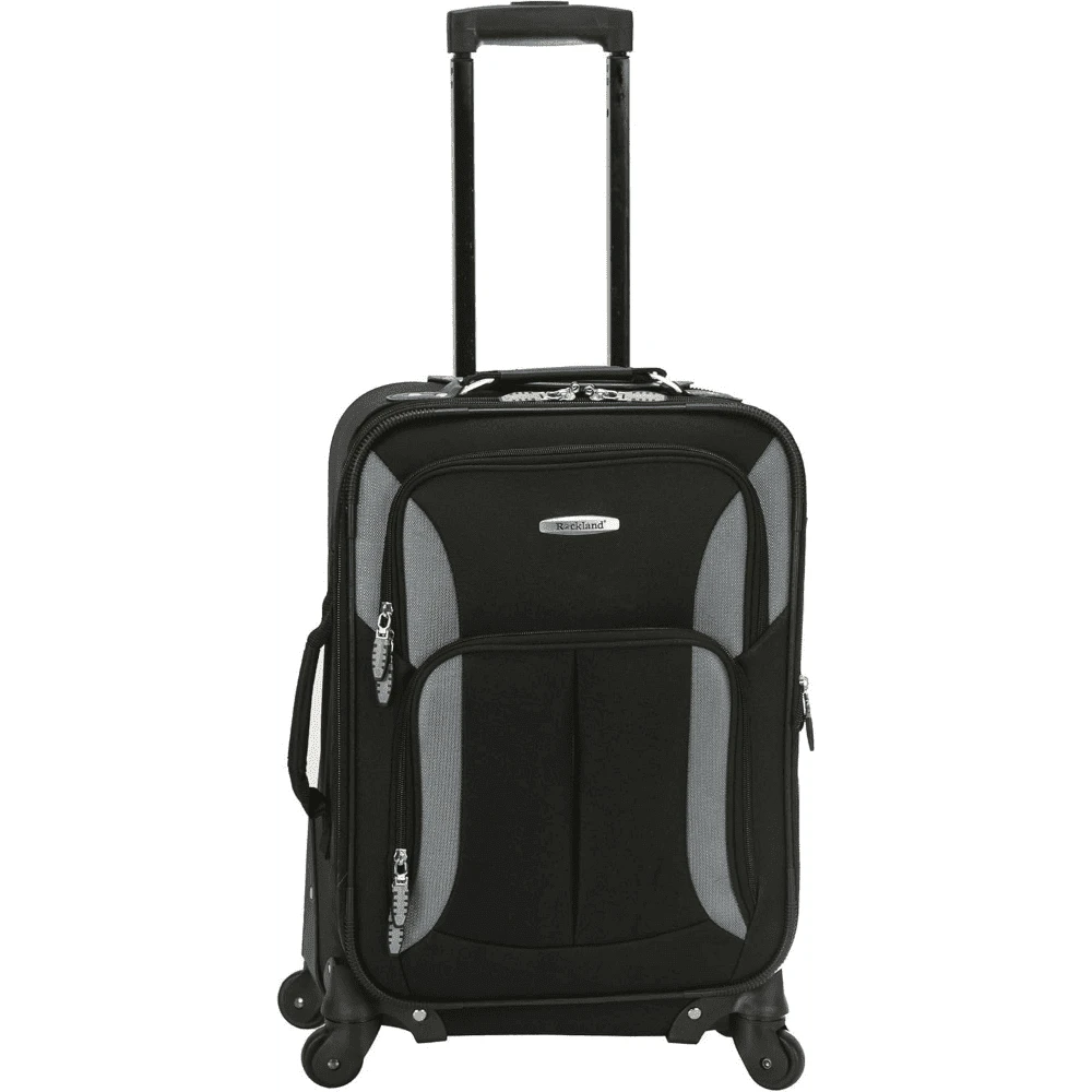 Rockland Pasadena Softside Spinner Wheel Luggage, Black/Gray, Carry-On ...