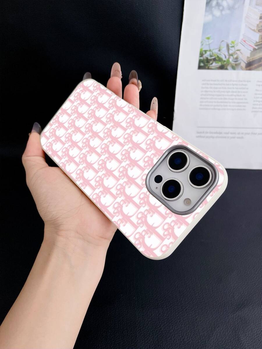 1pc Pink, Monogram, Pattern Pattern Mobile Phone Case, Mobile Phone ...