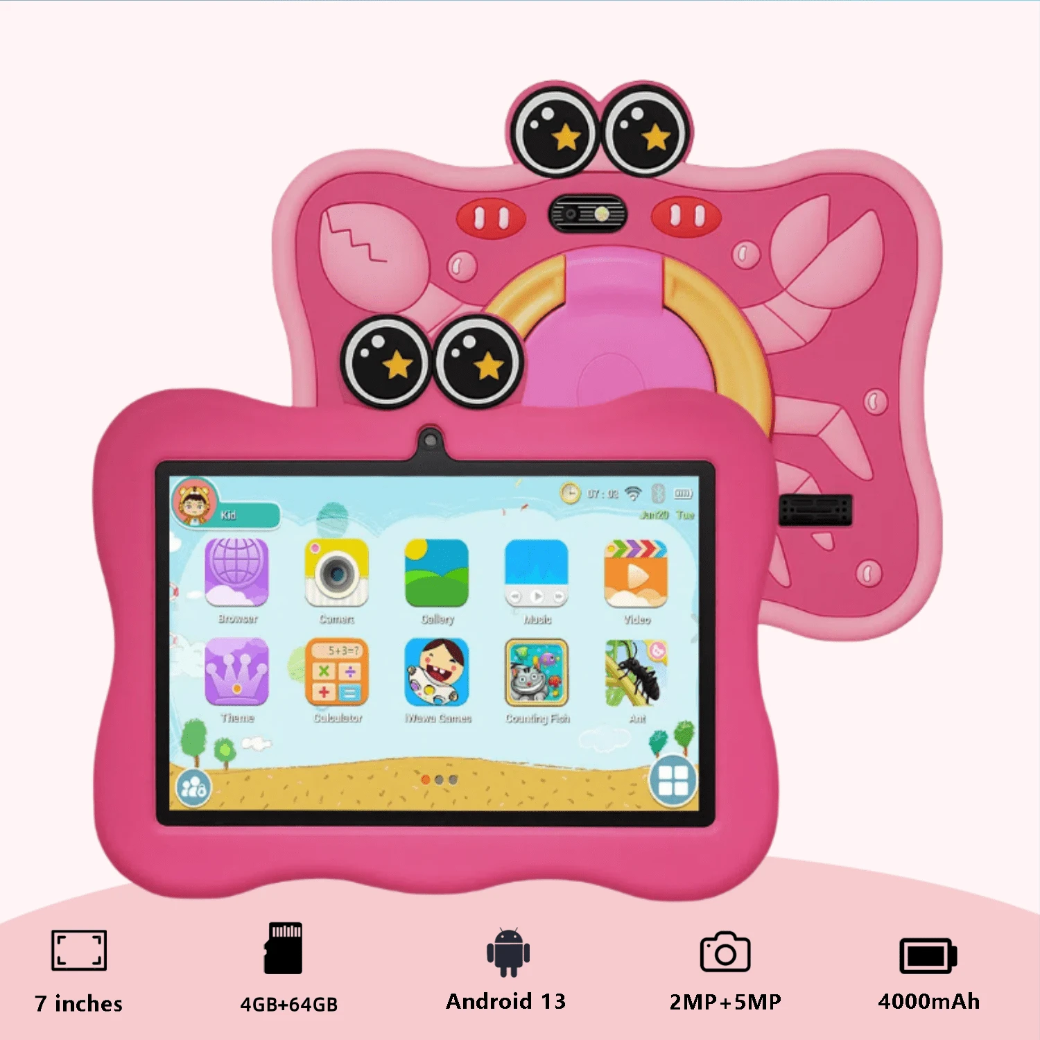 4GB RAM + 64GB ROM / 7-Inch Tablet / Quad-Core 1.3GHz / Android 13 ...