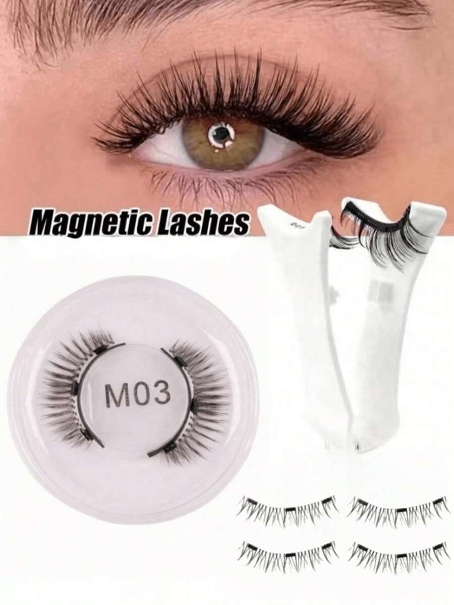 1Pair Magnetic False Eyelashes Kit With Professional Applicator ...