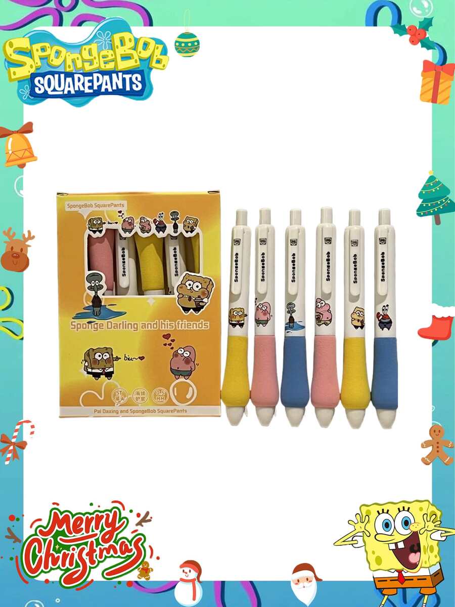 SPONGEBOB 1/6/12 Peças Caneta Gel Preta Cute SpongeBob Ins Octopus ...