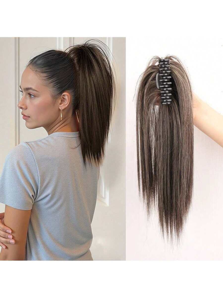 Hair Clamp Ponytail. Short Straight Hair Loose And Full. Simple And ...