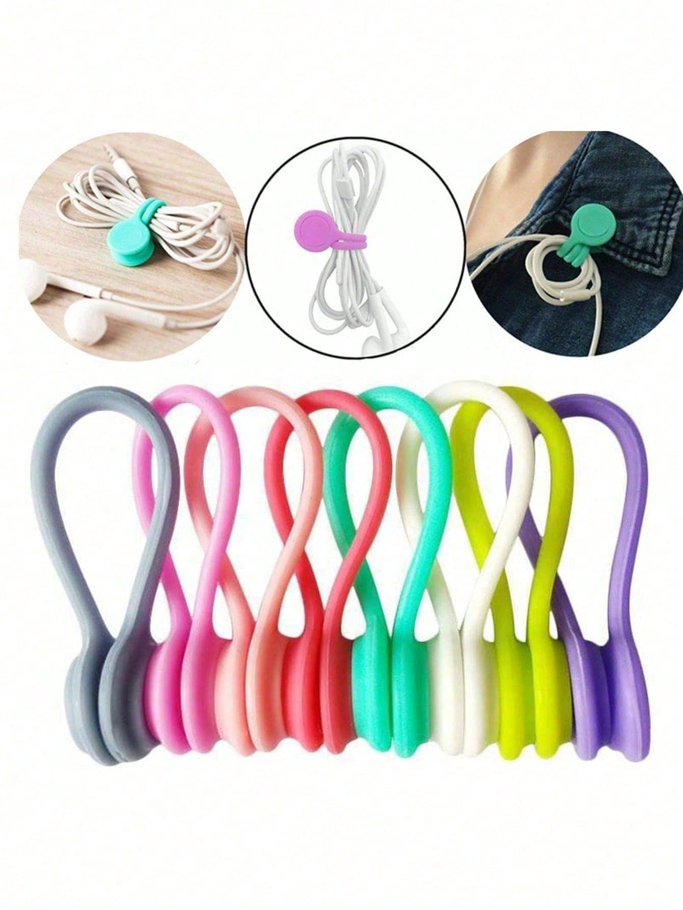 1/5/10pcs Magnetic Cord Organizer, Reusable Silicone Ties, Twist Tie ...