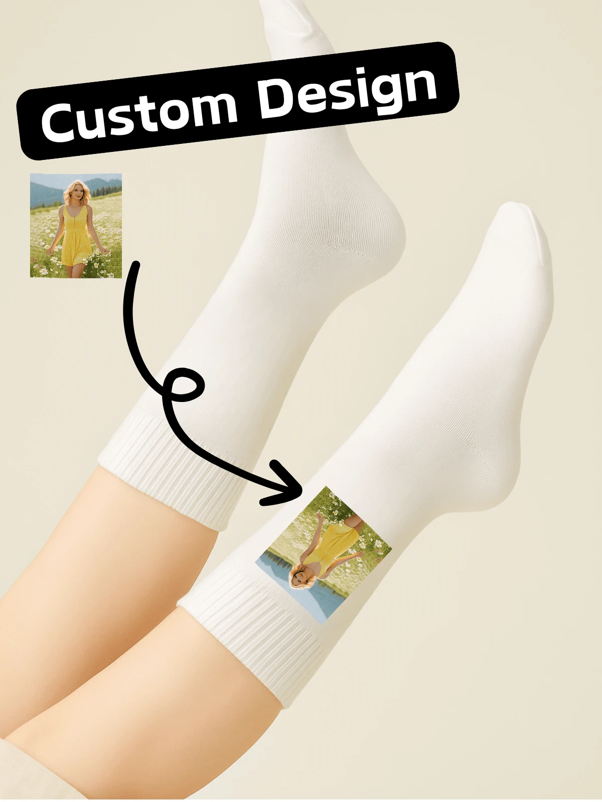 1 Pair Of Personalized Crew Socks, Socks With Photo, Pair Of Socks ...