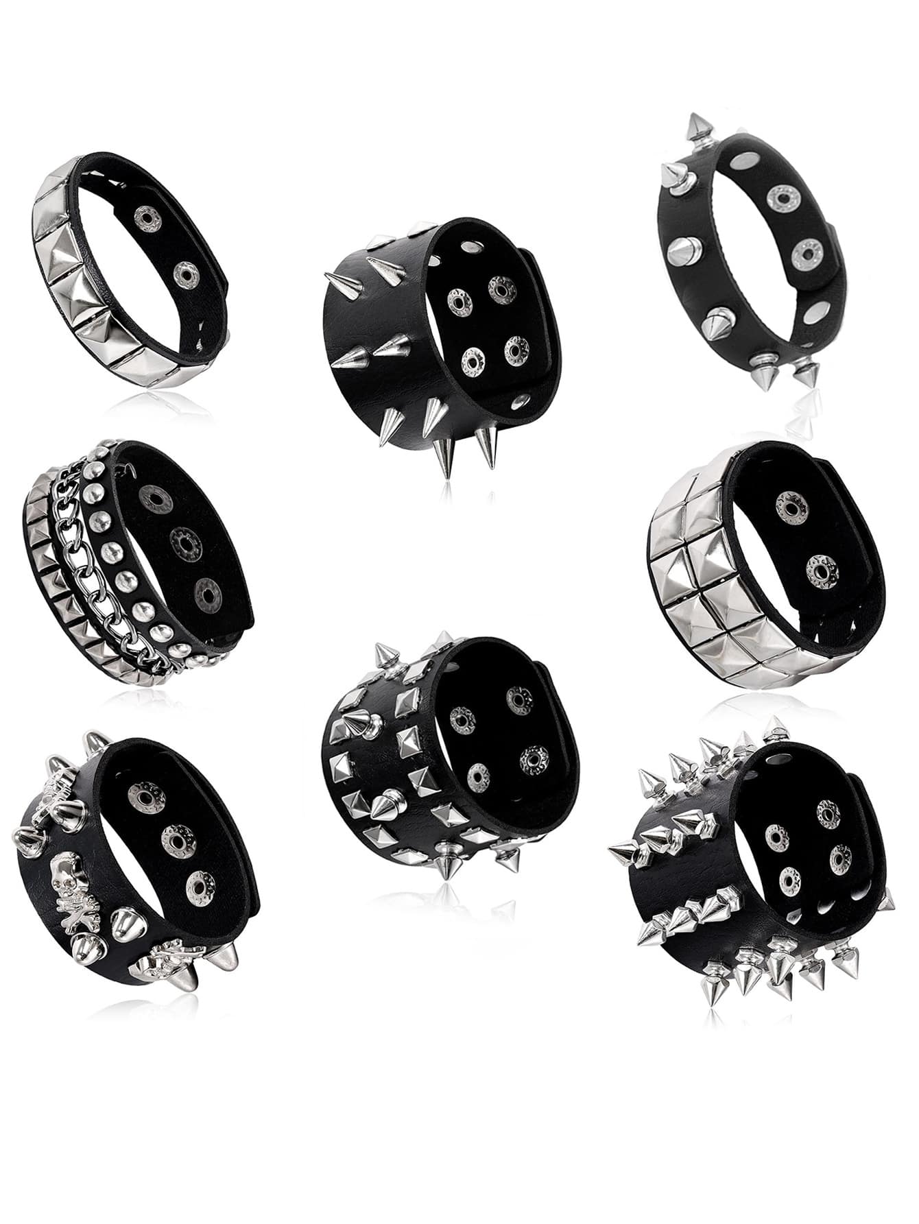 Yanxyad 1PC Punk Rock Spiked Studded Bracelets Cuff For Men Women ...