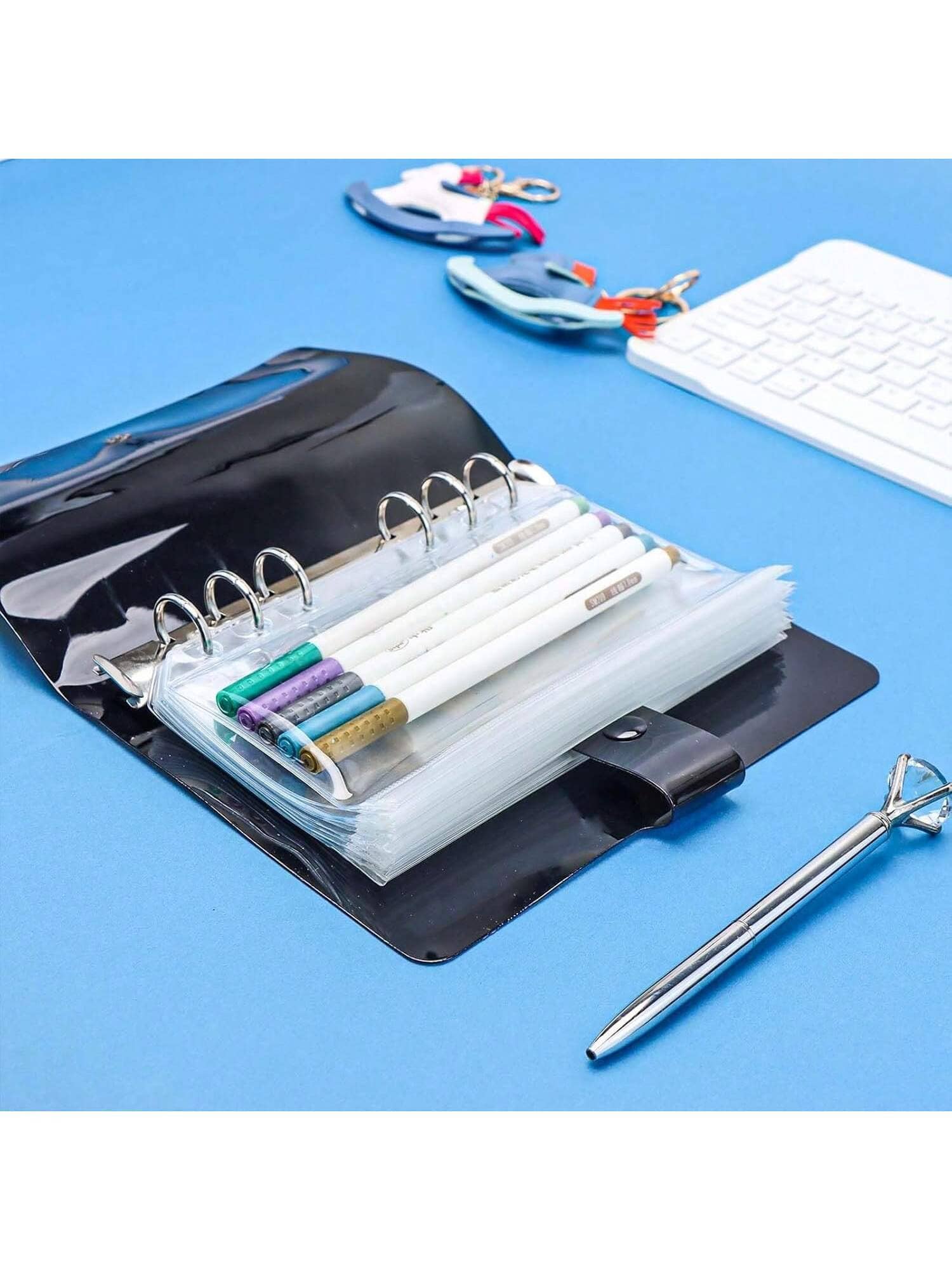 12pcs A5 (6PCS)+A6 (6PCS) Binder Pockets, A5 Size 6 Holes Clear Binder ...