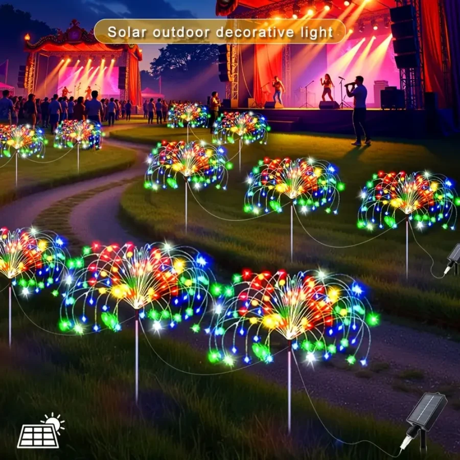 1pc/4pcs/8pcs Solar Copper Wire Firework Lights, 8-Mode LED Light ...