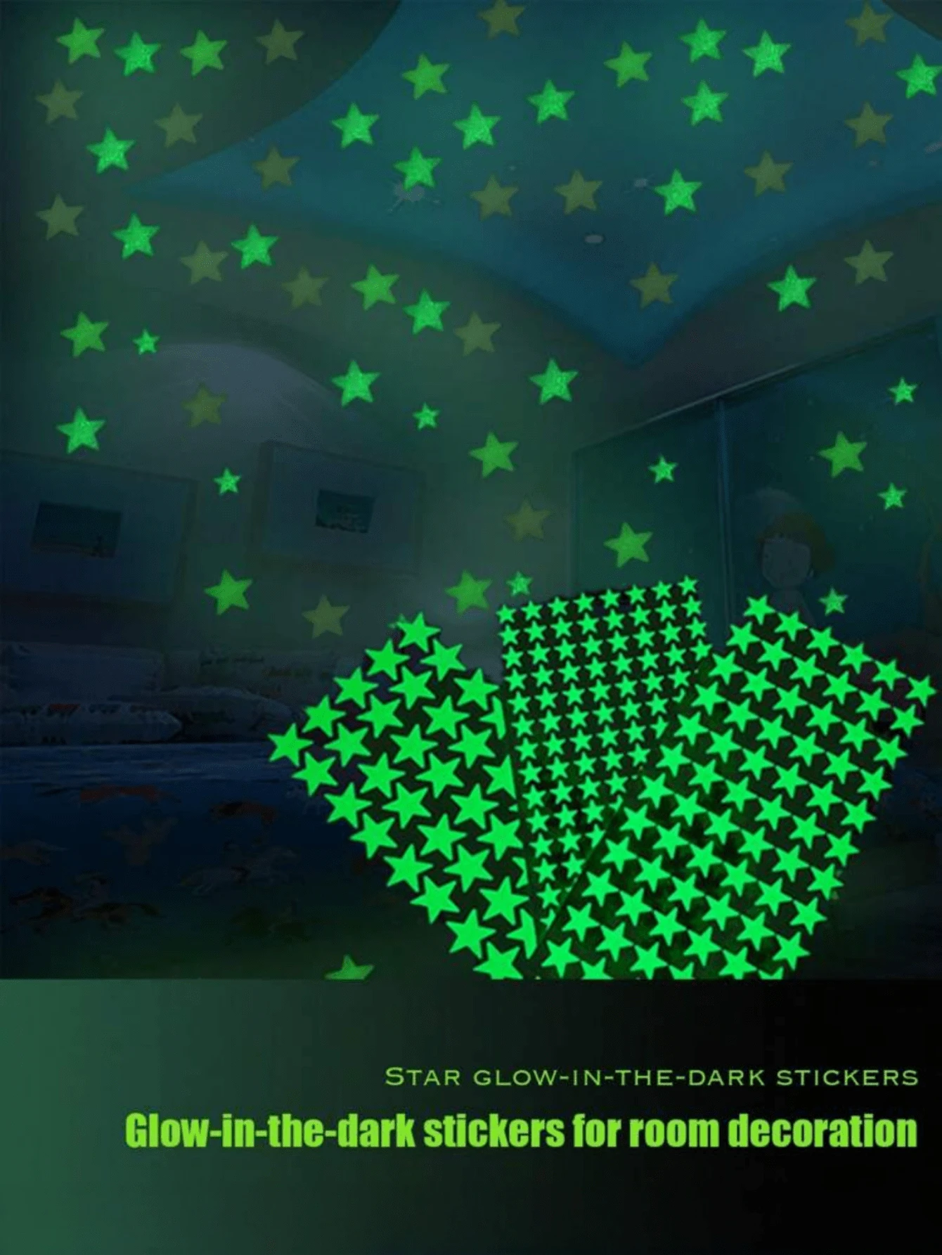 3 Sizes Glow In The Dark Star Stickers, Halloween Christmas Decorative ...