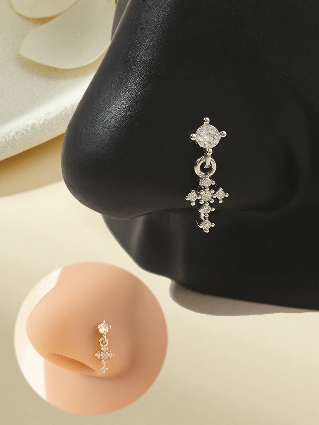 1pc Funky Stainless Steel Cubic Zirconia Nose Studs For Women Men For ...