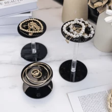 Acrylic Jewelry & Perfume Display Stand, Transparent Black Round ...