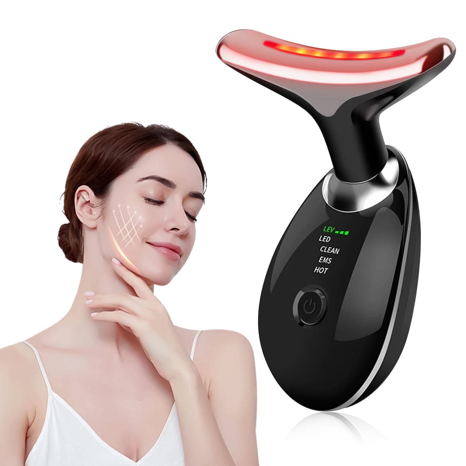 EMS Microcurrent Face & Neck Massager Electric Roller For Anti-Aging And Skin Rejuvenation With ...