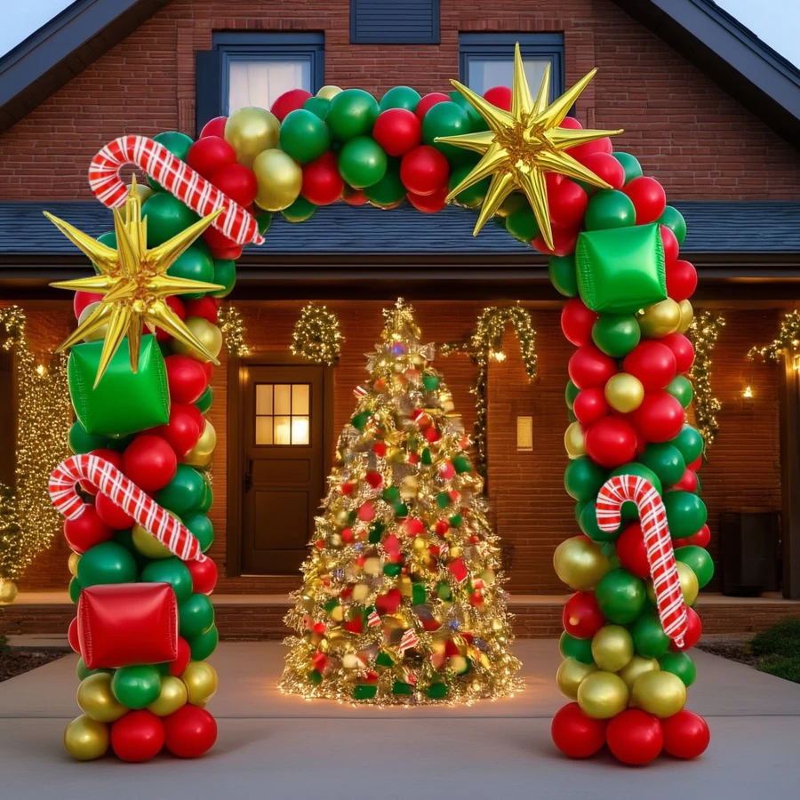 Christmas Balloon Garland Arch Kit, Including Christmas Red, Gold ...