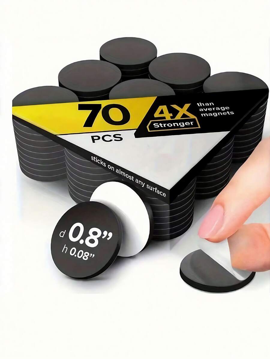 70pcs Adhesive Magnetic Dots | Strong Sticky Backing Flexible Magnets ...